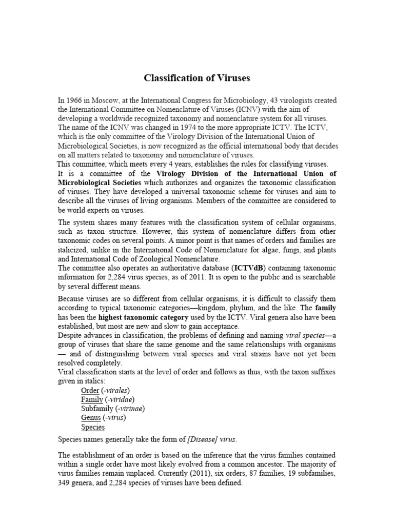 ICTV Classification of Viruses | PDF | Life Sciences | Taxonomy (Biology)