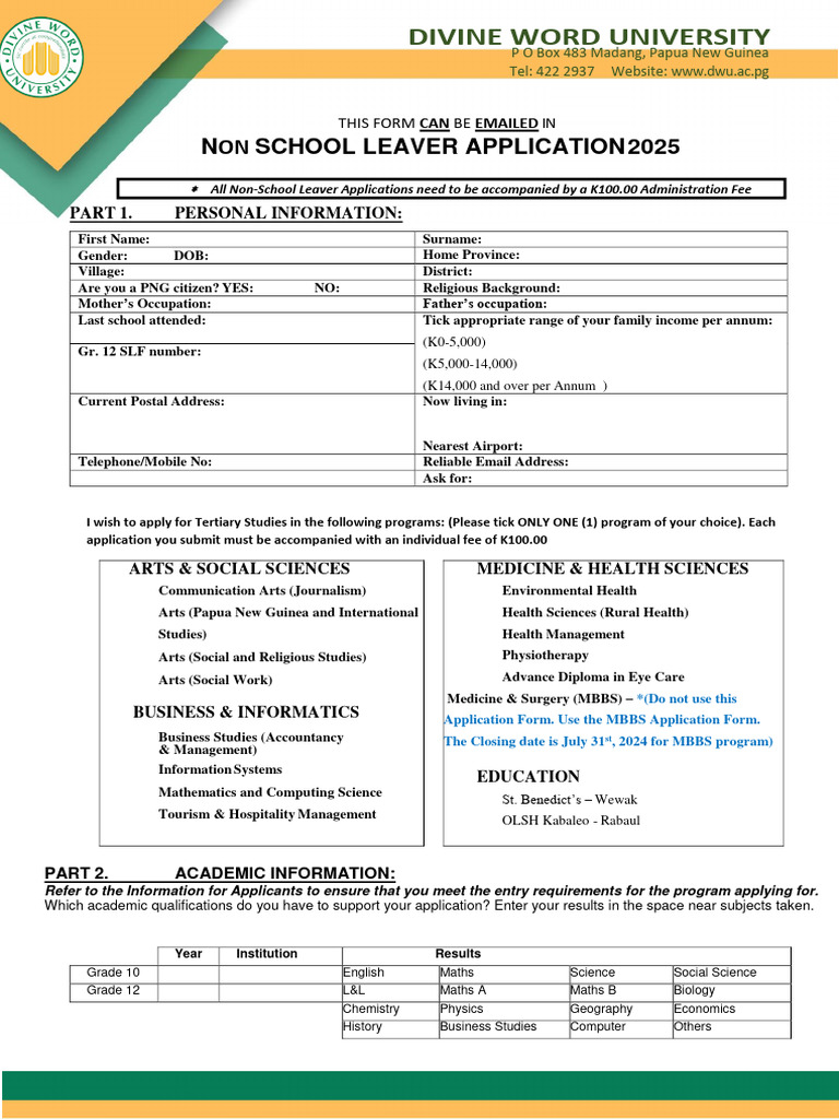 NSL 2025 Application Form Fillable | PDF
