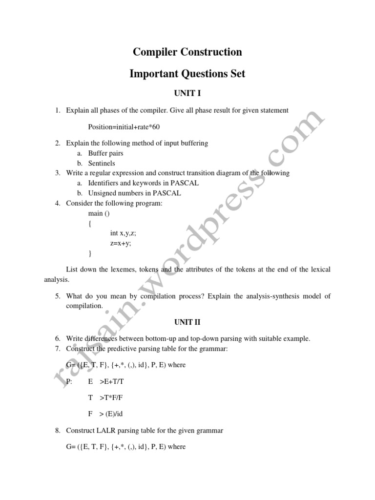 CC Important Question Set | PDF | Parsing | Parameter (Computer Programming)