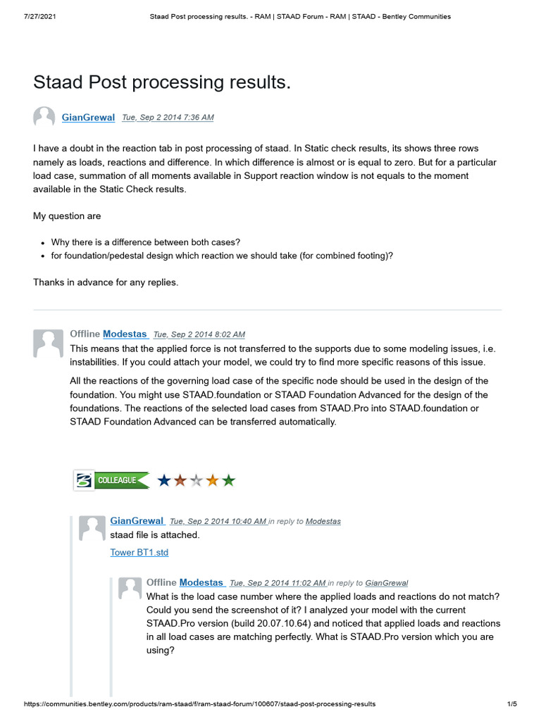 Static Check Methodology in Staad Explained | Download Free PDF | Applied Mathematics