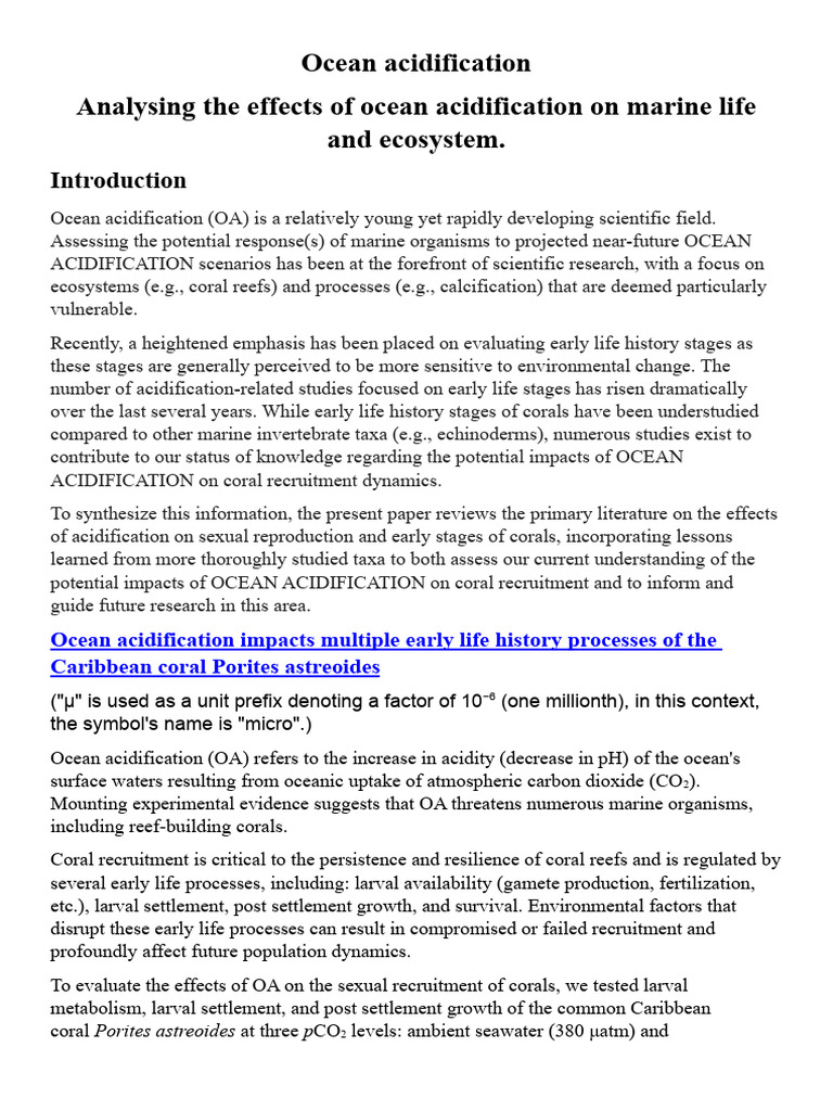 Ocean Acidification | Download Free PDF | Ocean Acidification | Coral Reef