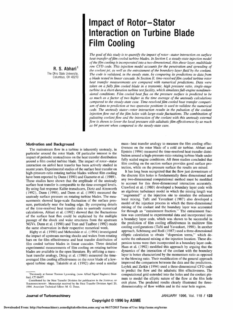 1996 Abhari | PDF | Fluid Dynamics | Turbine