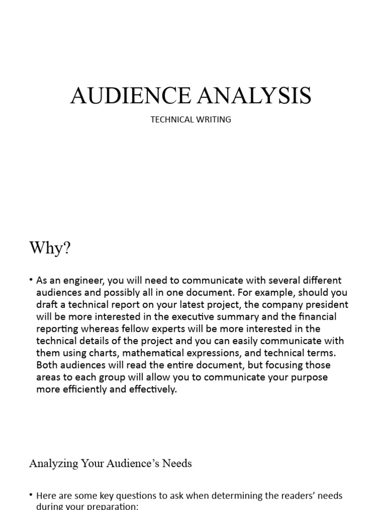 Audience Analysis for Technical Writing | PDF | Jargon | Knowledge