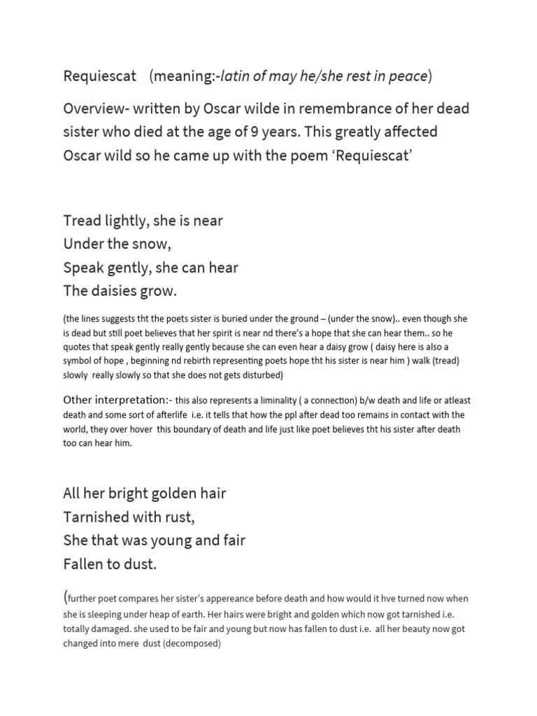 Requiescat | PDF | Art | Poetry