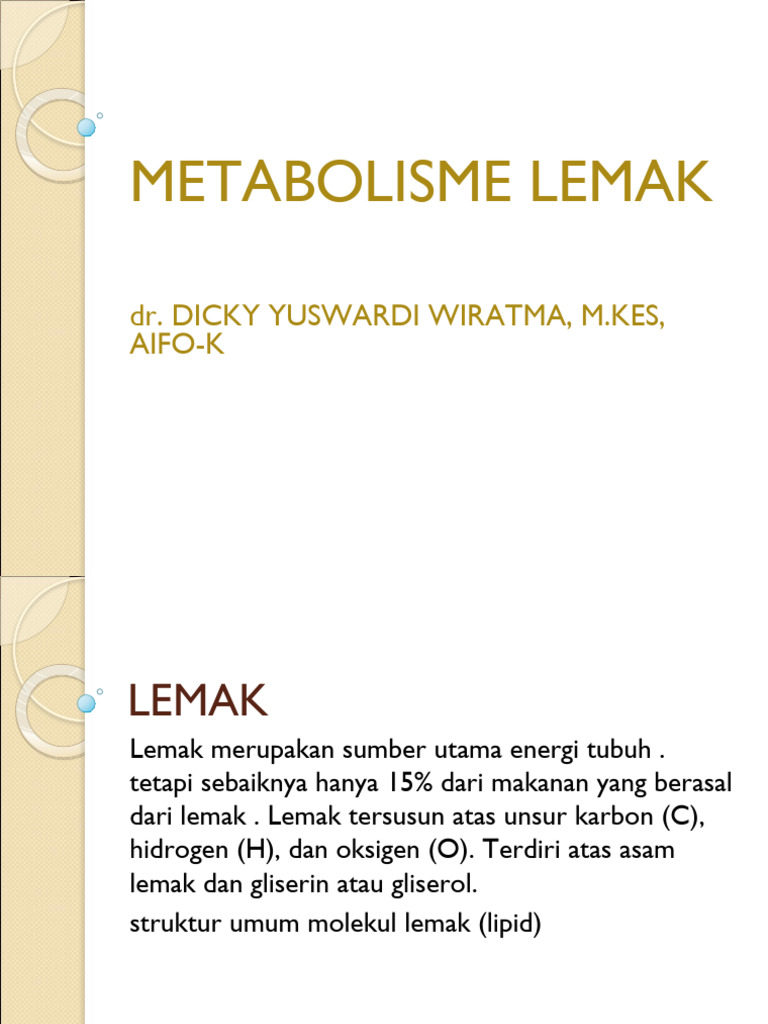 Metabolisme & Fungsi Lemak | PDF