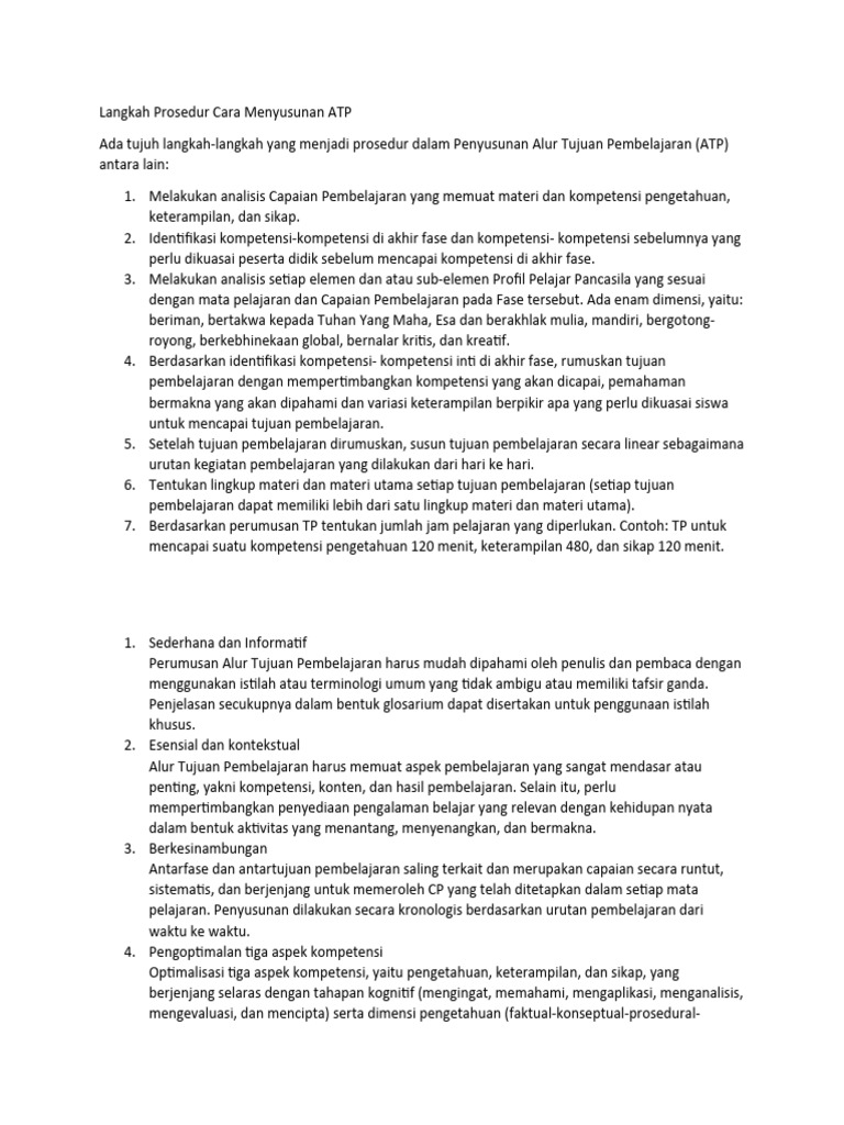 Langkah Prosedur Cara Menyusunan ATP | PDF | Karier & Perkembangan ...