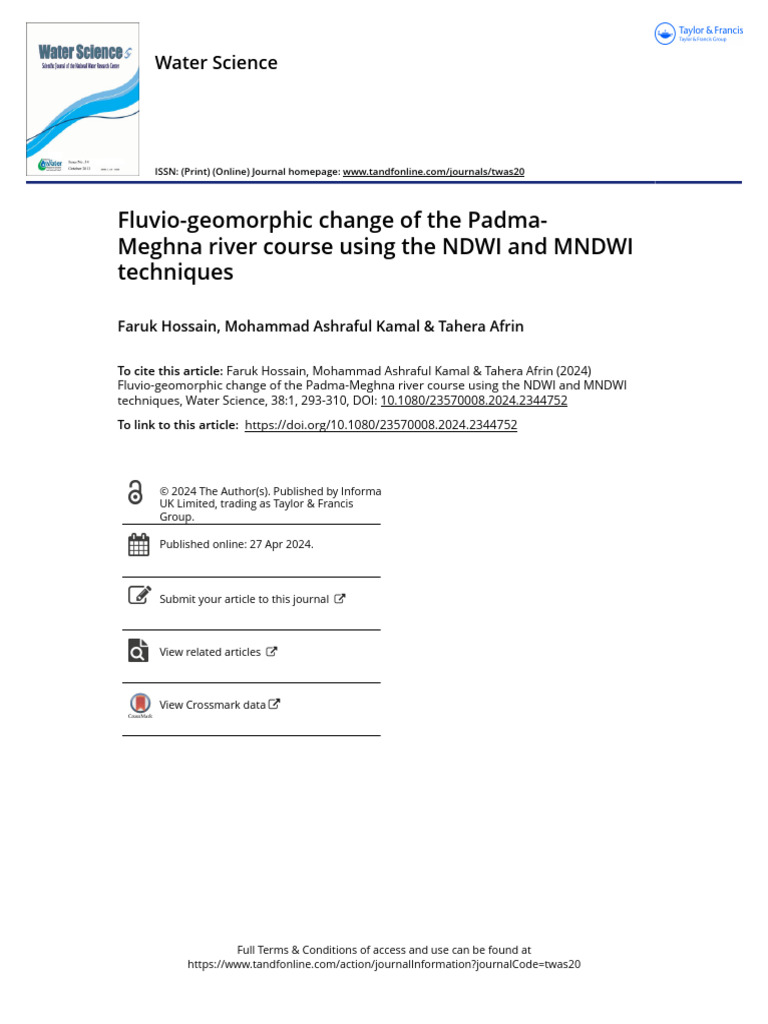 Fluvio-Geomorphic Change of The Padma-Meghna River Course Using The ...