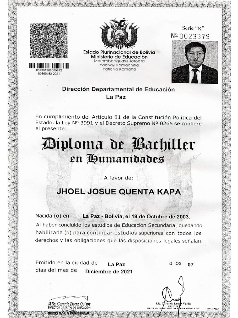 Titulo de Bachiller | PDF