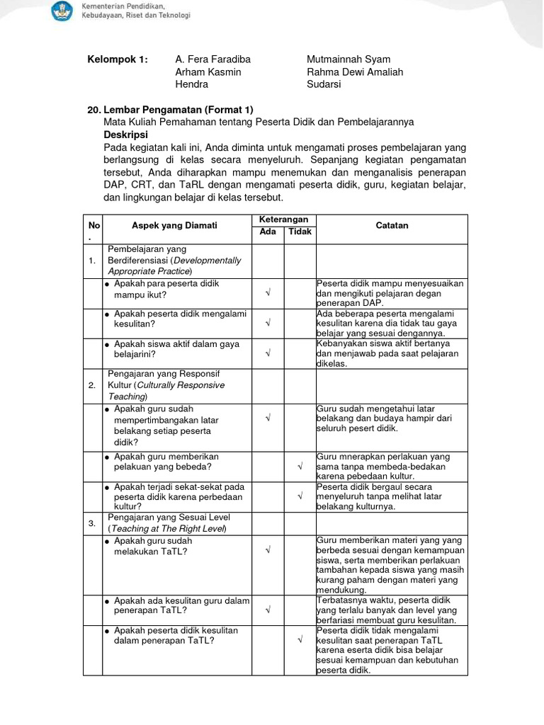 Lembar Pengamatan PPD PDF | PDF