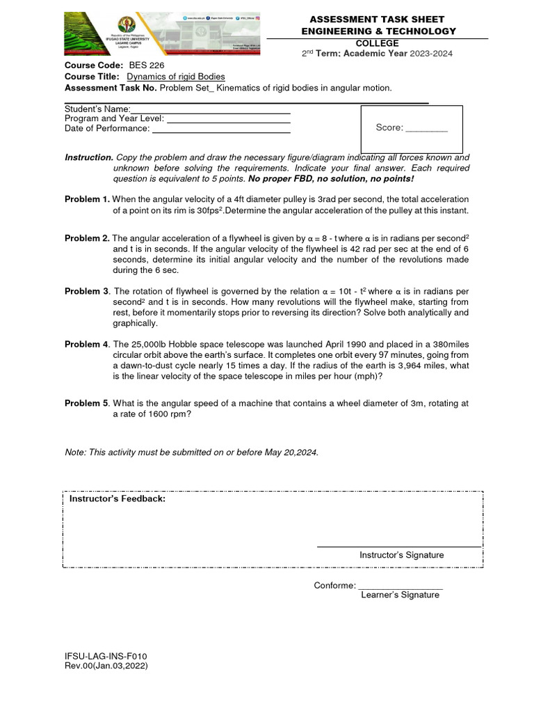 Rotation-problem-set | PDF | Acceleration | Velocity