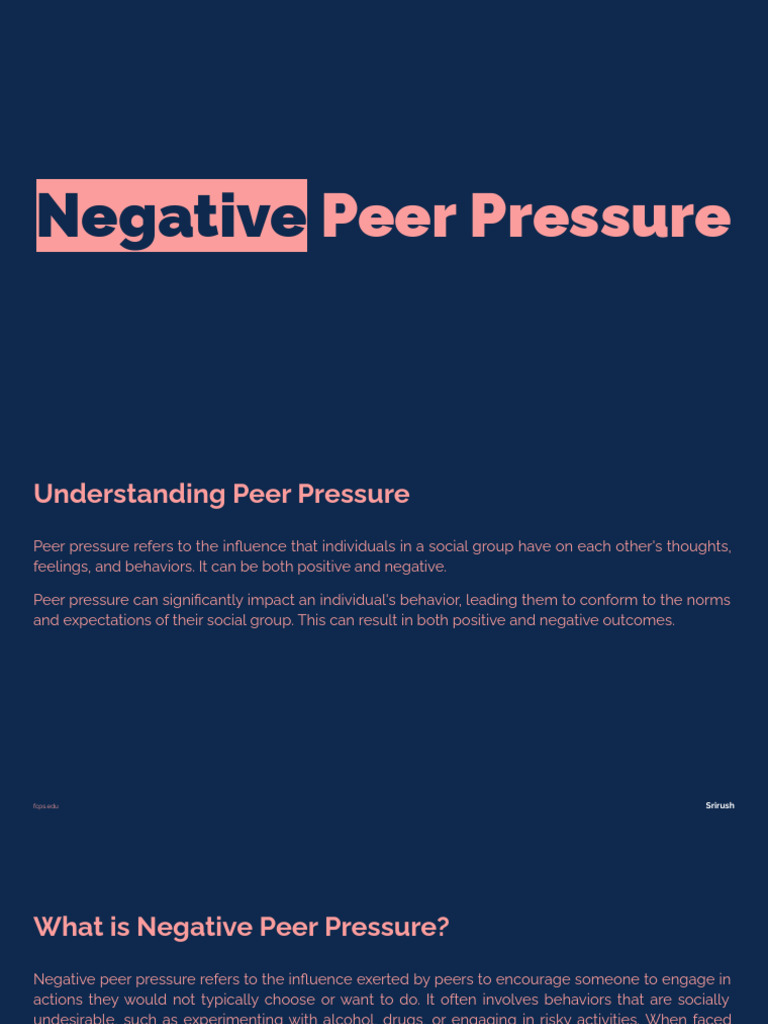Negative Peer Pressure | PDF | Adolescence | Self Esteem