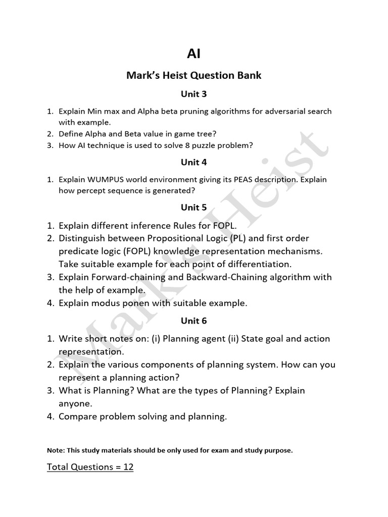 AI Question Bank | PDF