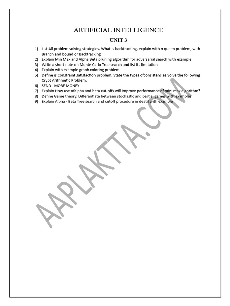 Artificial - Intelligence QueBank | PDF | Logic | Knowledge Representation And Reasoning