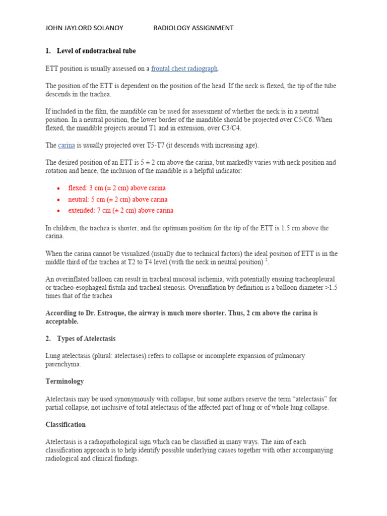 Radiology Assignment | Download Free PDF | Lung | Heart