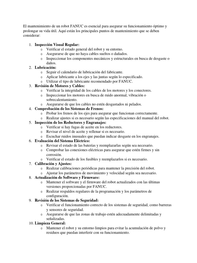 El Mantenimiento de Un Robot FANUC | PDF | Engranaje | Robot