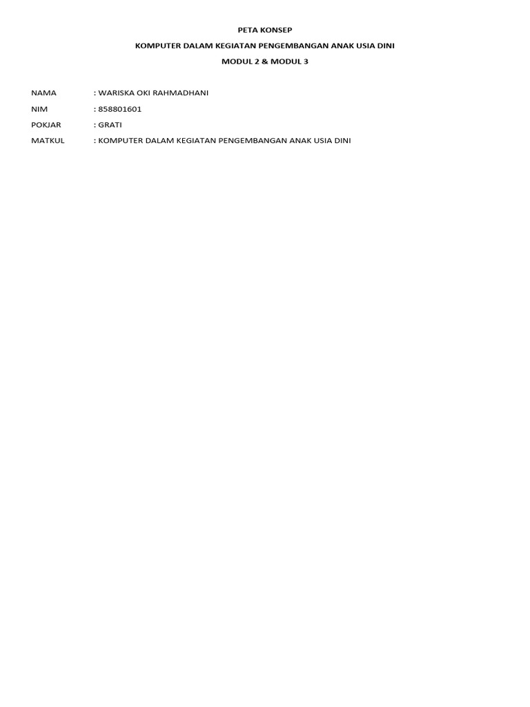 PETA KONSEP MODUL 2 & 3 KOMPUTER DLM KEG - PAUD Ok | PDF