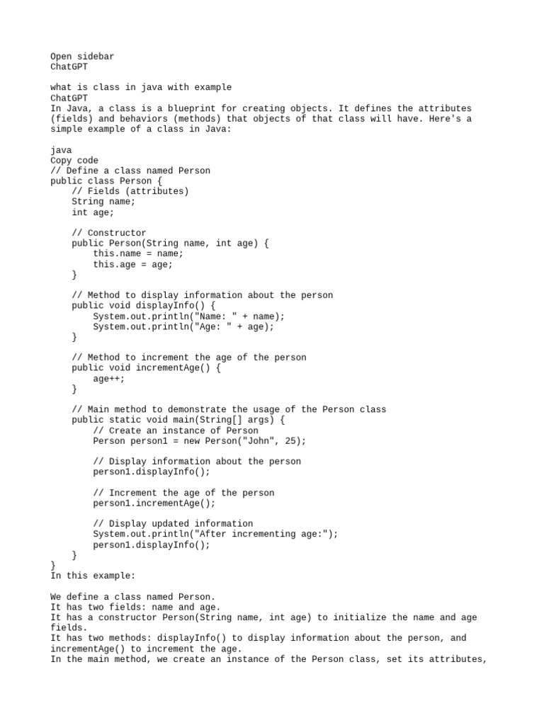 Java Classes Pdf Method Computer Programming Class Computer Programming 