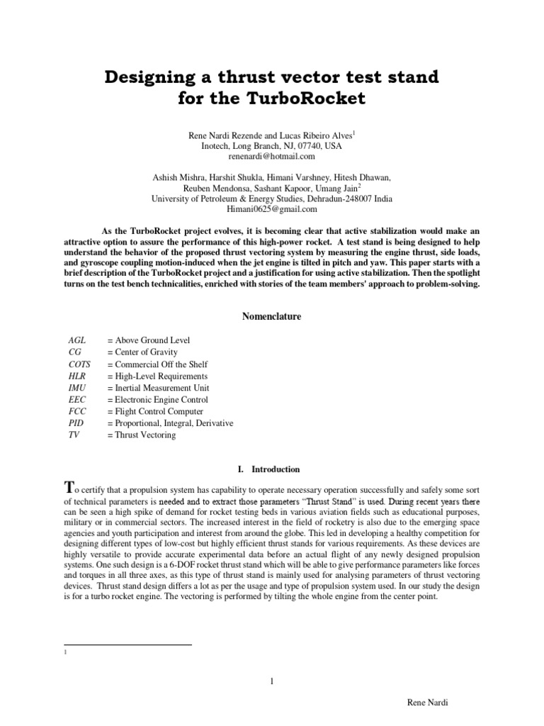 AIAA 2021 Desiging The TR Thrust Vector Test Stand | PDF | Rocket ...
