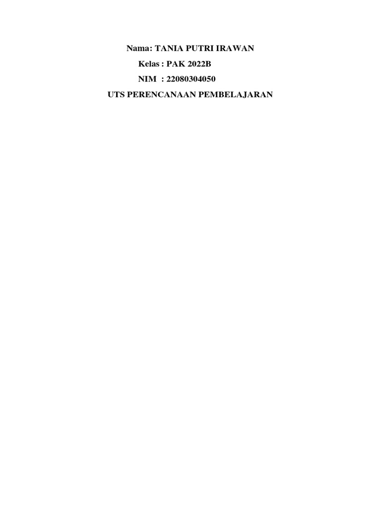 Refleksi Pembelajaran Tania Putri Irawan | PDF | Seni