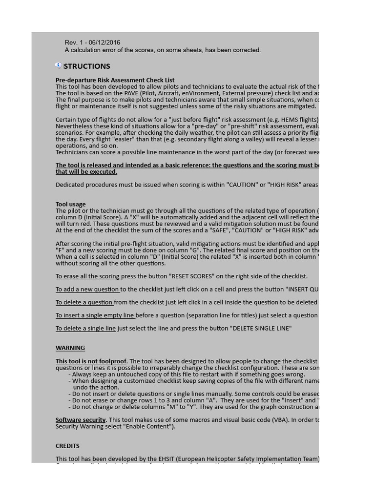 EHEST Pre Departure Checklist Rev. 1-06-12 2016 | PDF | Instrument ...