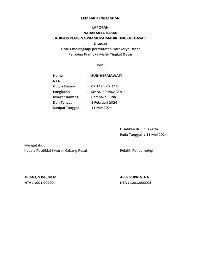 Laporan Narakarya Pramuka | PDF