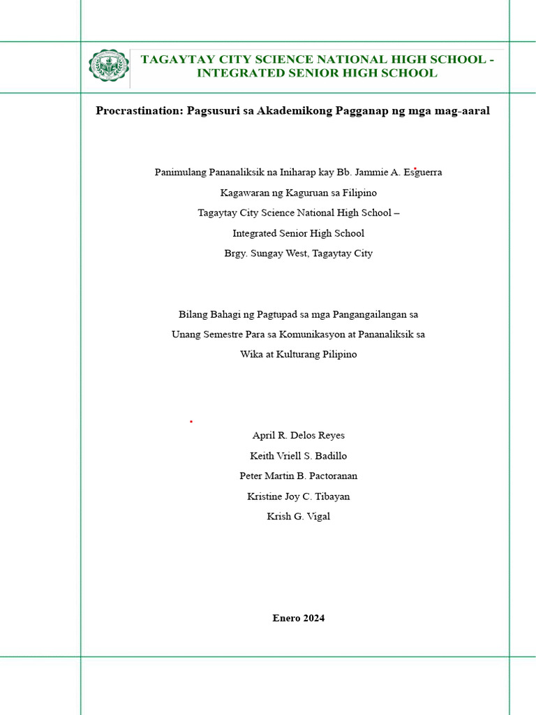 Procrastination Research Pdf