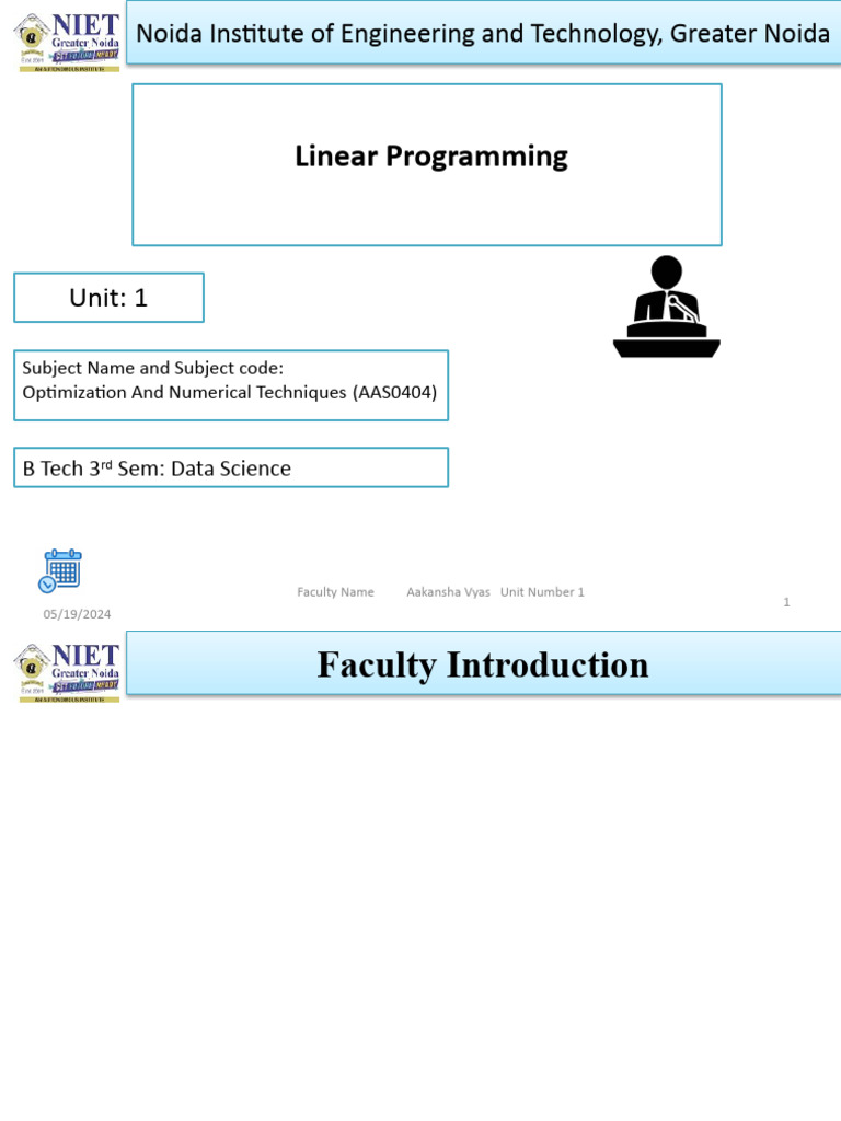 Unit 1 Optimization Andnumerical Techniques 1 Pdf Linear Programming Mathematical Optimization