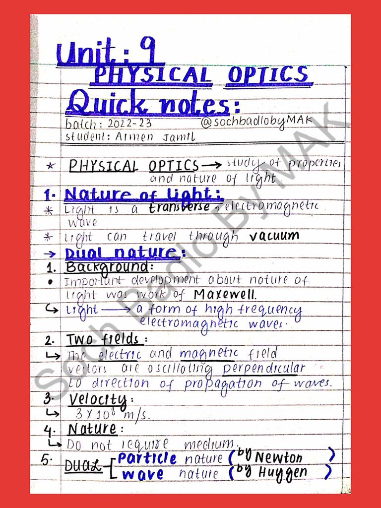 CH 09 Physical Optics 1 | PDF