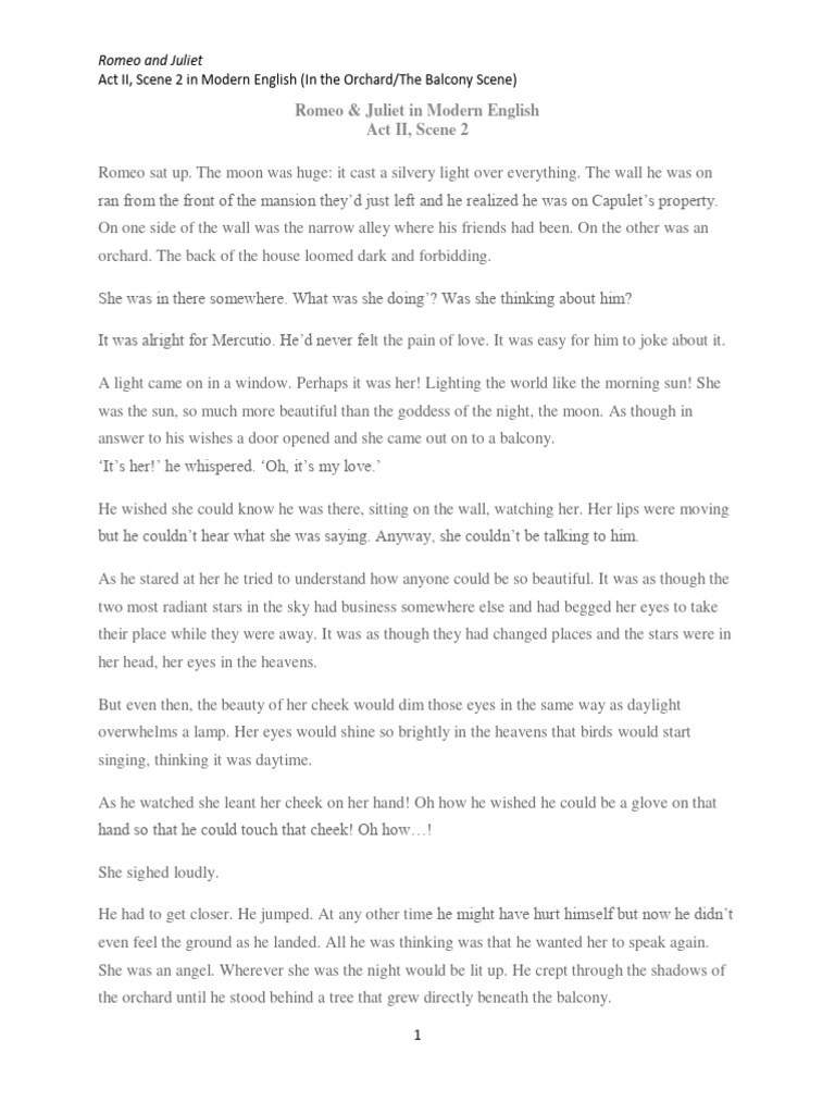 Unit 2-Romeo and Juliet-Modern English Text-Act II, Scene 2 | PDF ...