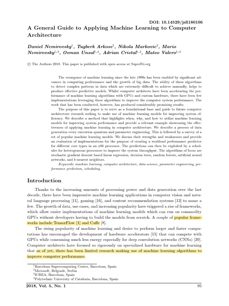A General Guide To Applying Machine Learning To Computer Architecture ... A General Guide To Applying Machine Learning To Computer Architecture ...