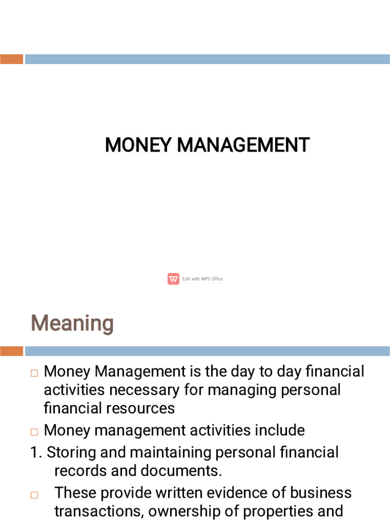 MONEY MANAGEMENT | PDF | Expense | Balance Sheet