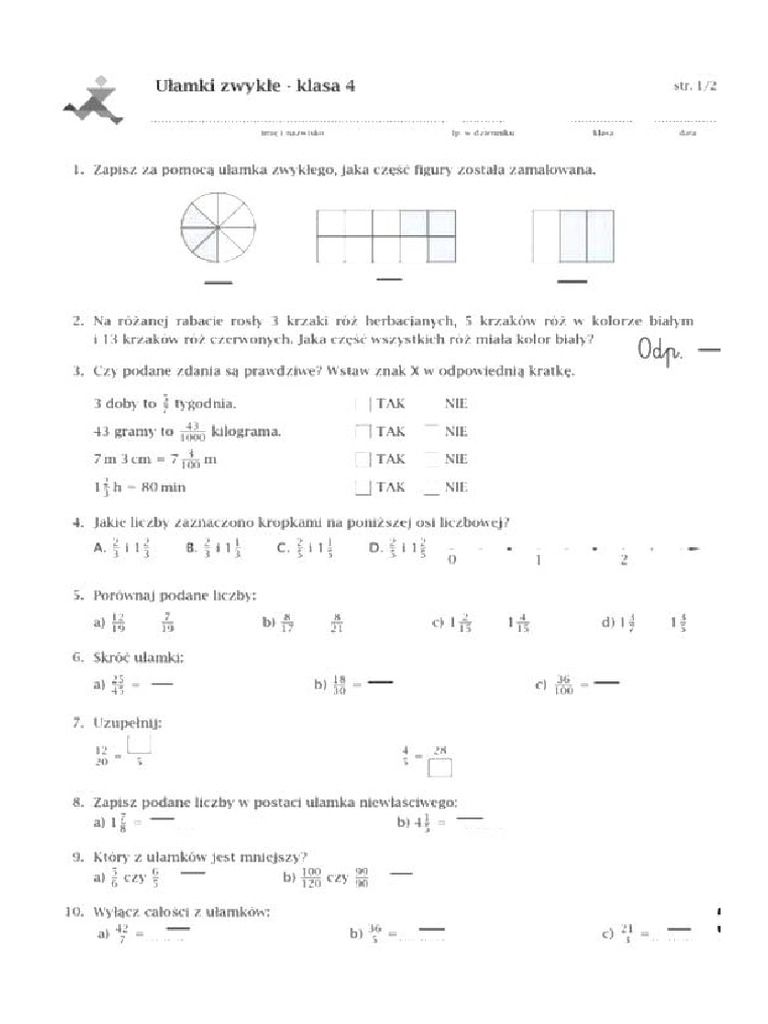Klasa 4 Ulamki Zwykle | PDF Klasa 4 Ulamki Zwykle | PDF