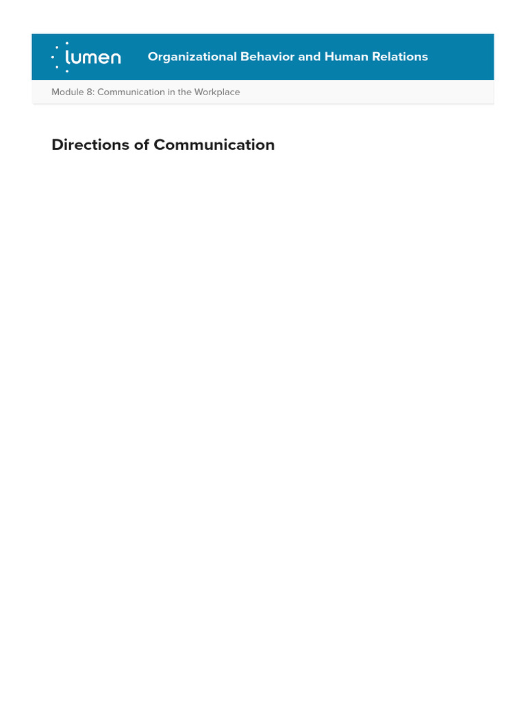 Directions of Communication - Organizational Behavior and Human ...