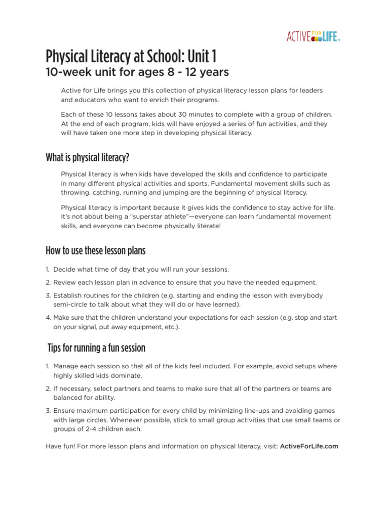 AFL Module School 8-12 10 Weeks Unit-1-2.1 | PDF | Self-Improvement