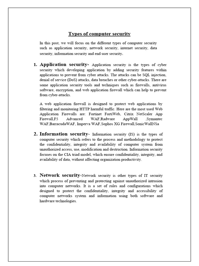 Types of Computer Security Explained | PDF | Security | Computer Security