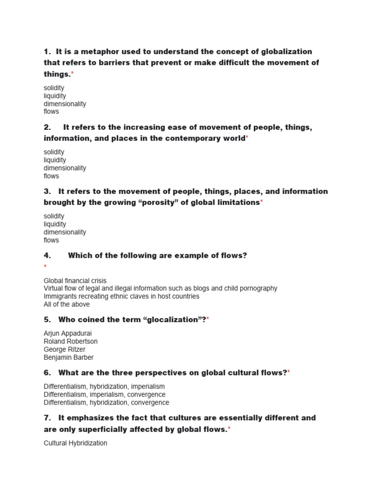 PRE FINAL QUESTIONS | PDF | Globalization | Greenhouse Gas