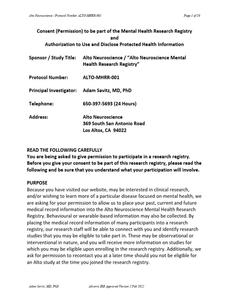 Signed Consent | PDF | Institutional Review Board | Informed Consent