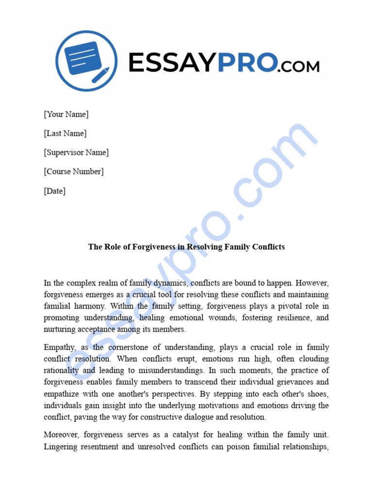 The Role of Forgiveness in Resolving Family Conflicts | PDF ...