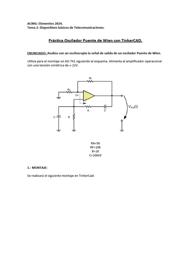 Práctica Oscilador Puente de Wien | PDF