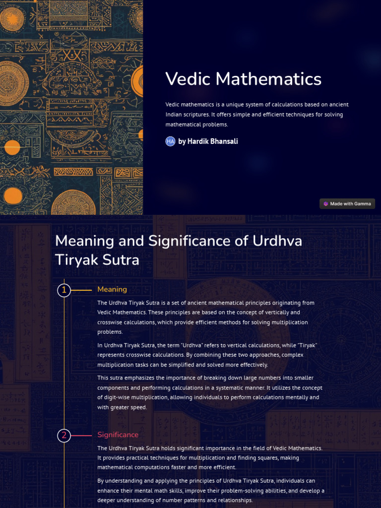 Vedic Math: Urdhva Tiryak Sutra Guide | PDF | Mathematics | Multiplication