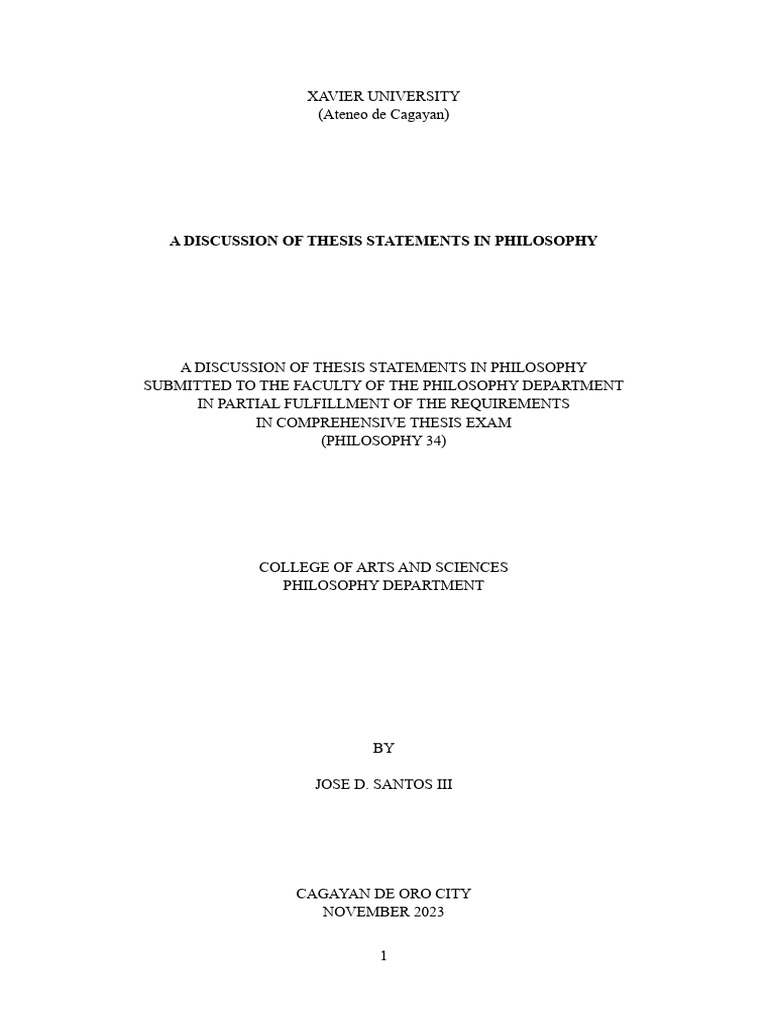 Paper Format For Compre 1 Thesis Statements | PDF | Immanuel Kant | Justice