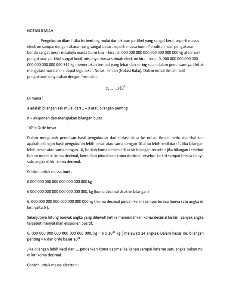 Notasi Ilmiah | PDF