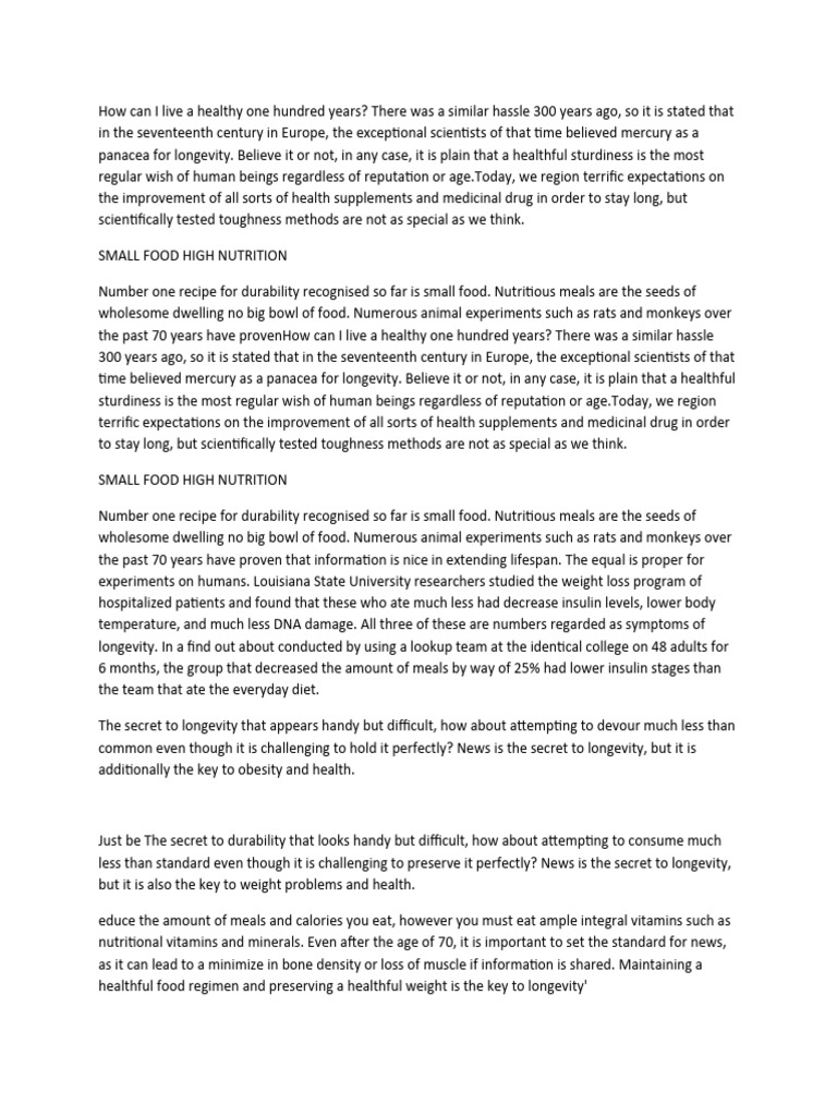 Path To Healthy Living | PDF | Longevity | Dieting