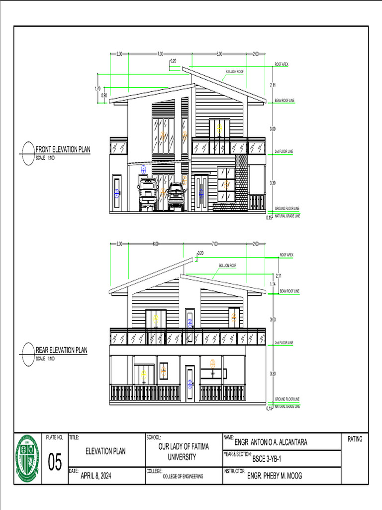 Skillion Roof Elevation Plan | PDF