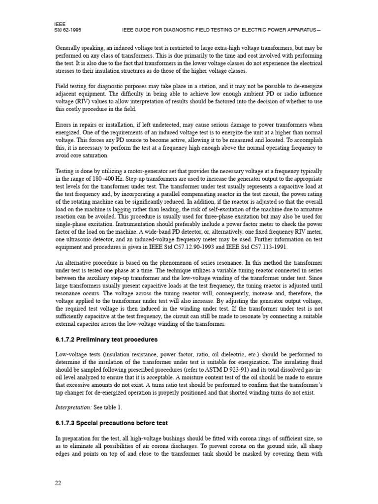 IEEE 62 (Guide ForField Testing of Oil Filled Transformers) .... | PDF ...