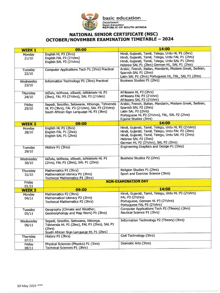 2024 Final Timetable | PDF