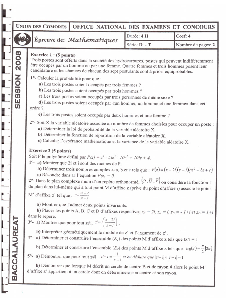 Bac D Math 2008 | PDF