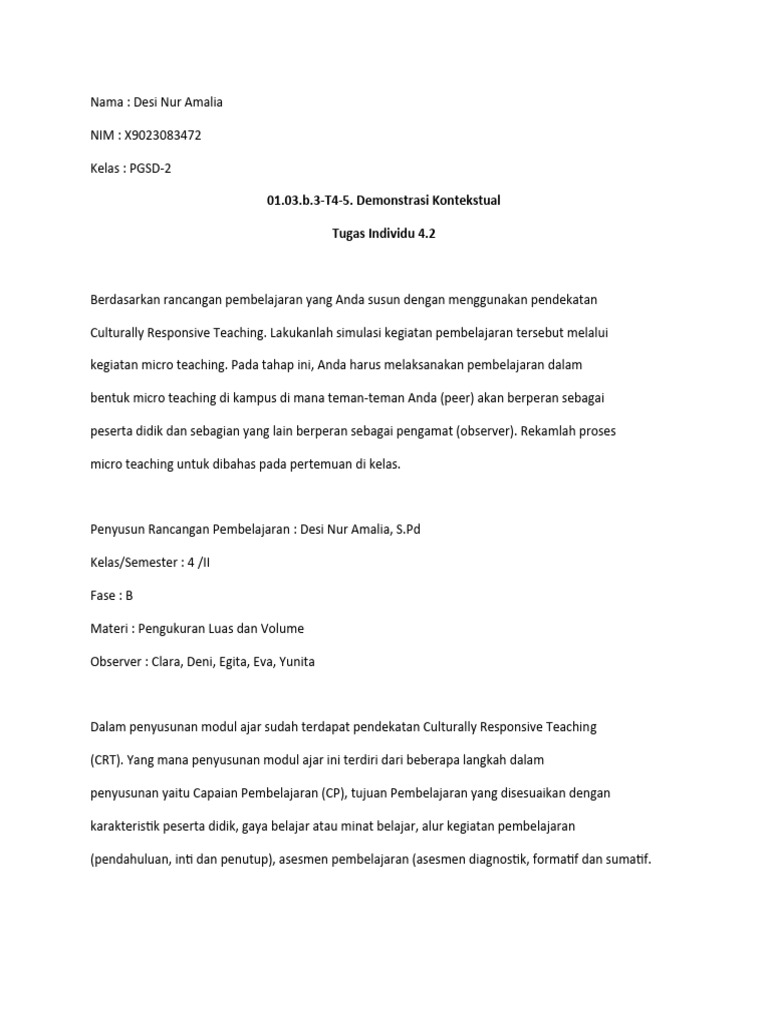 01.03.b.3-T4-5. Demonstrasi Kontekstual - Desi Nur Amalia | PDF