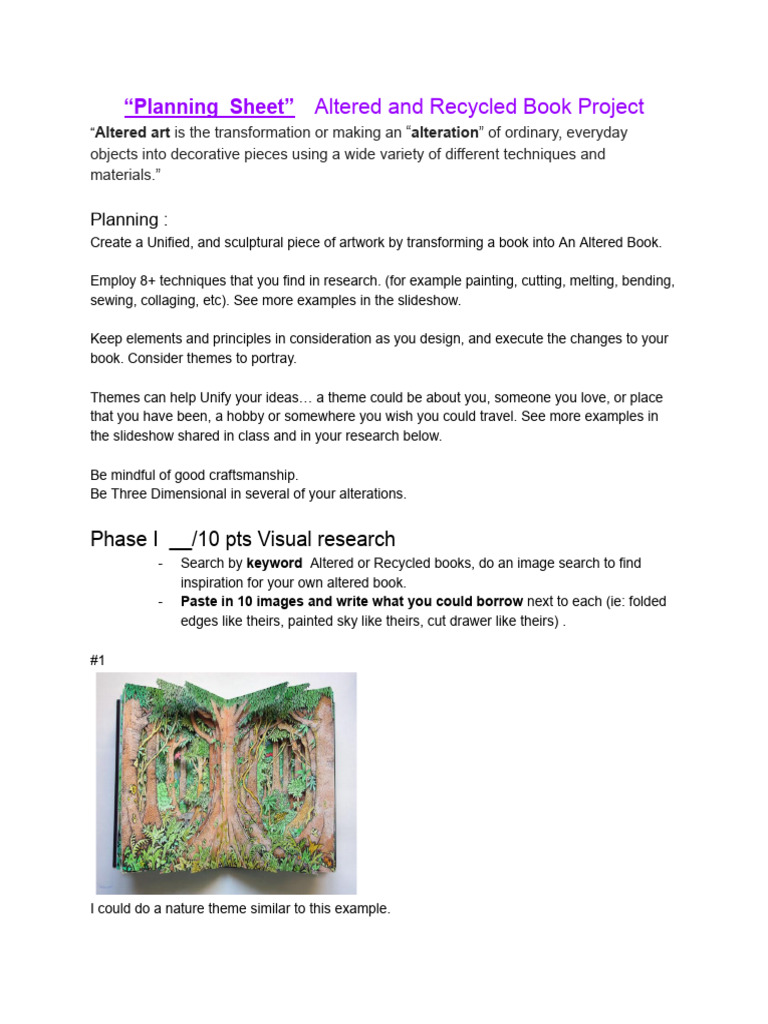 juniper marshall - altered book planning sheet fall 2023 | PDF | Books ...