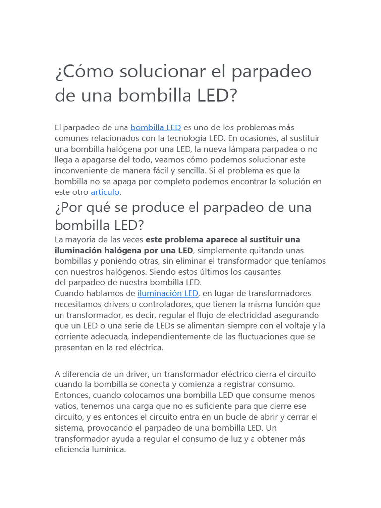 Cómo Solucionar El Parpadeo de Una Bombilla LED | PDF | Diodo emisor de ...